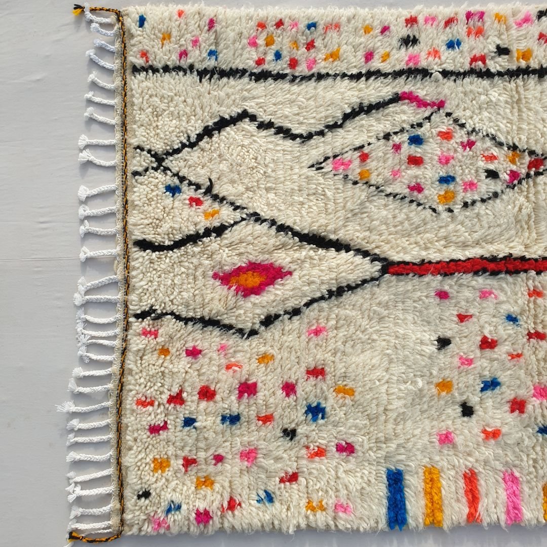 Weißer marokkanischer Teppich 3x5 Azilal | Authentischer ...