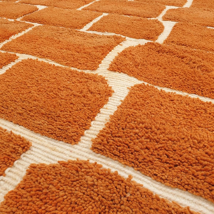 Rust Checkered Moroccan Rug 7x9 Beni Ourain Berber | Free Shipping – OunizZ